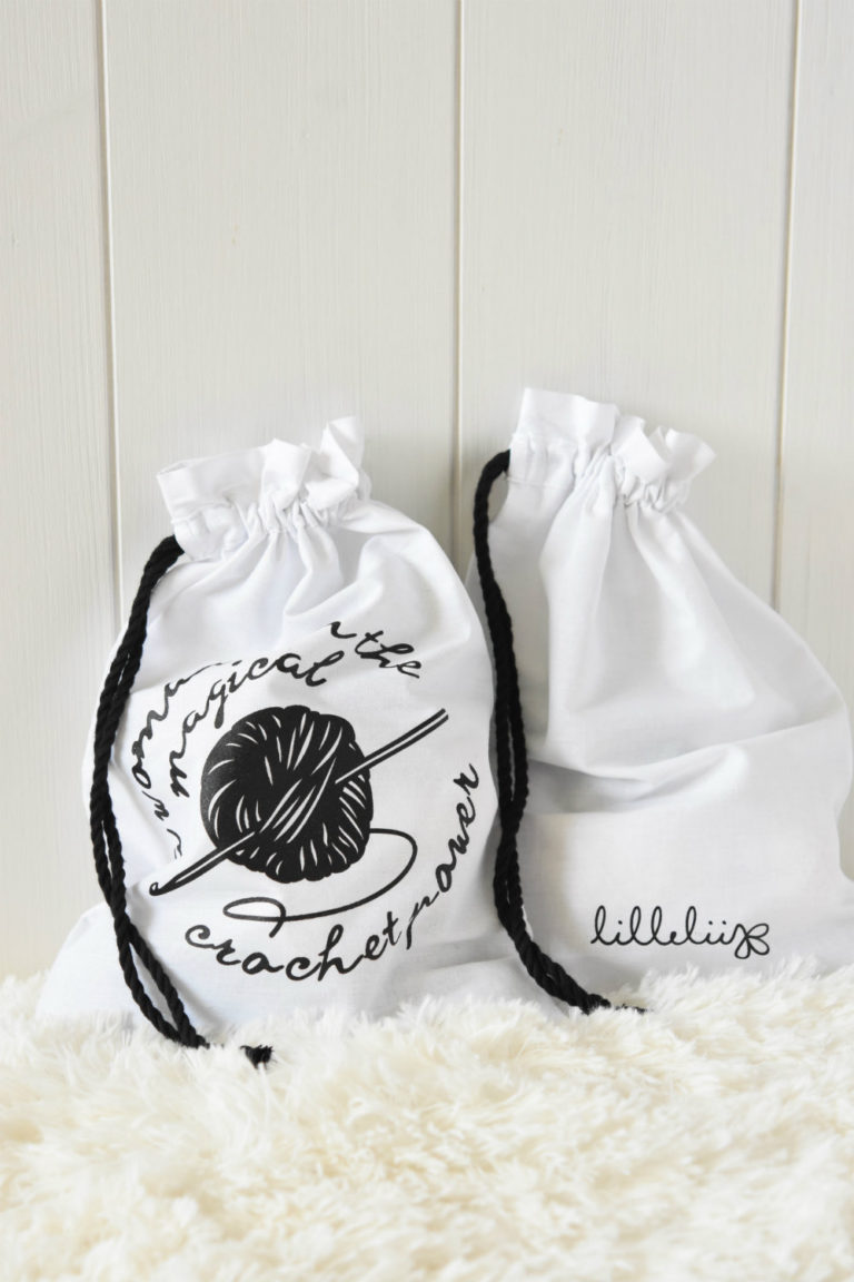 Crochet project bag for craft lovers, crochet and knitting fans